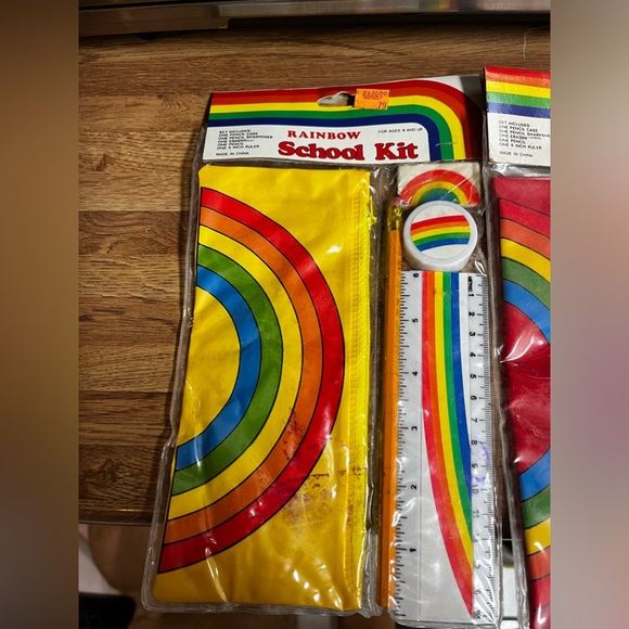 Rainbow | Office | Vintage 8s 90s Rainbow School Kit Pencil Ruler Pouch ...